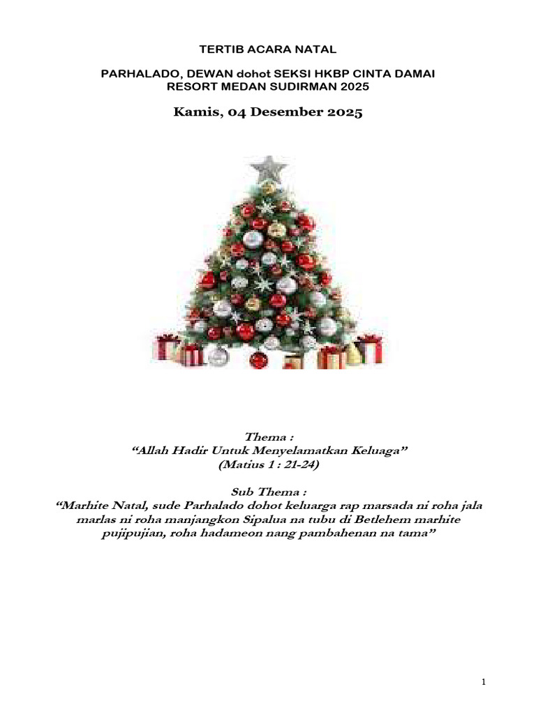Acara Natal Konven Parhalado 2025 | PDF
