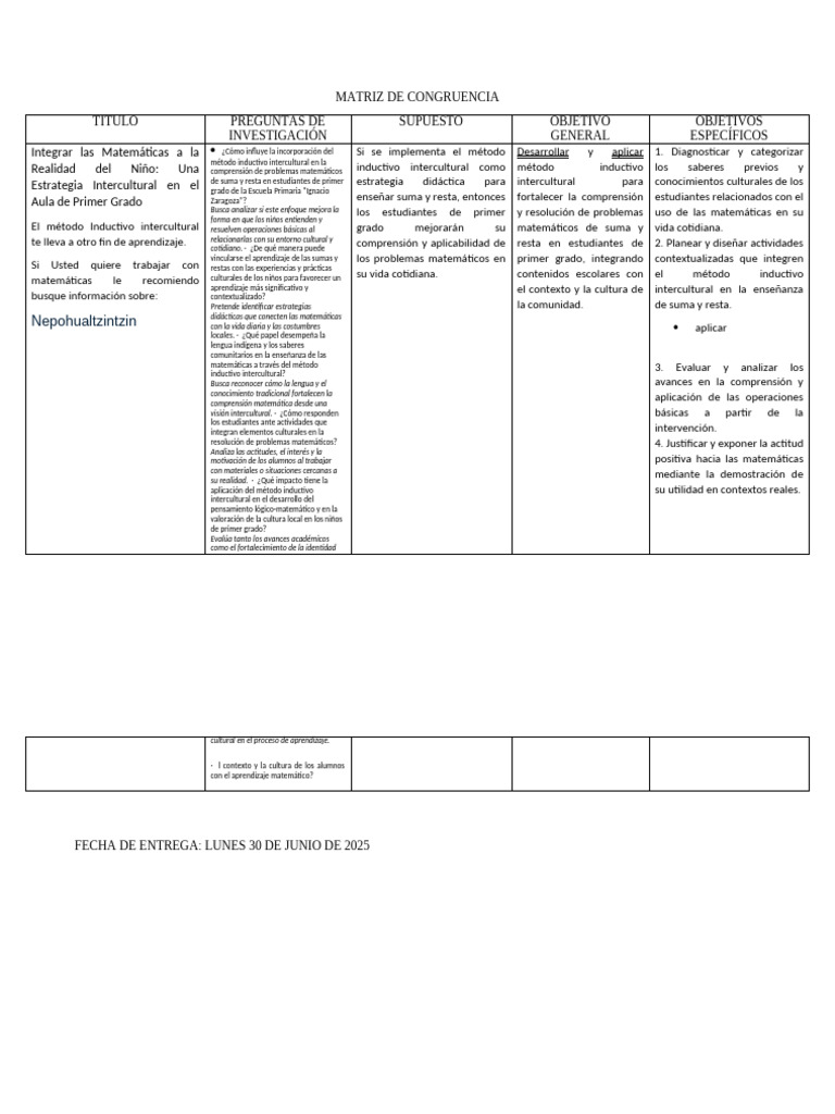 Matriz de Congruencia (1) | PDF | Enseñando | Aprendizaje