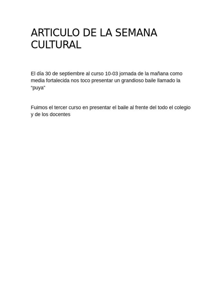 Articulo de La Semana Cultural | PDF