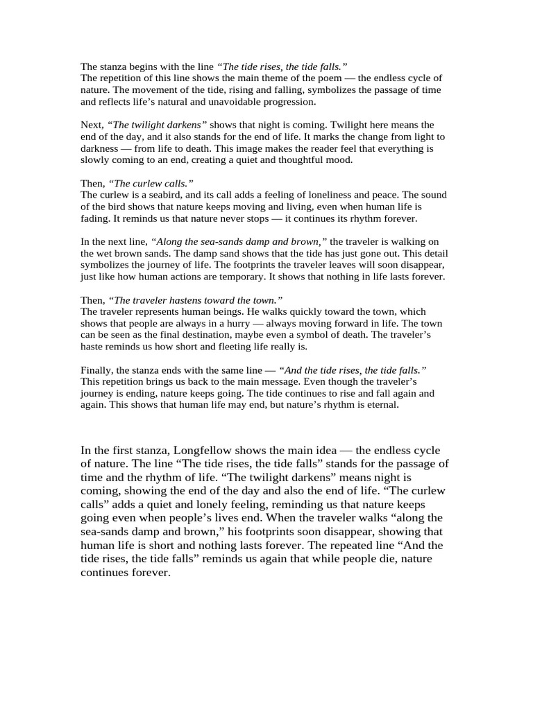 VHM Stanza 1 The Tide Rise The Tide Fall | PDF | Poetry