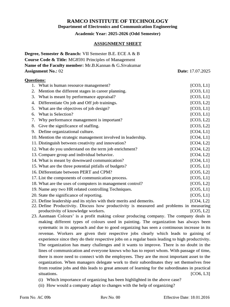 AC 9b Assignment Sheet II New | PDF | Leadership | Business
