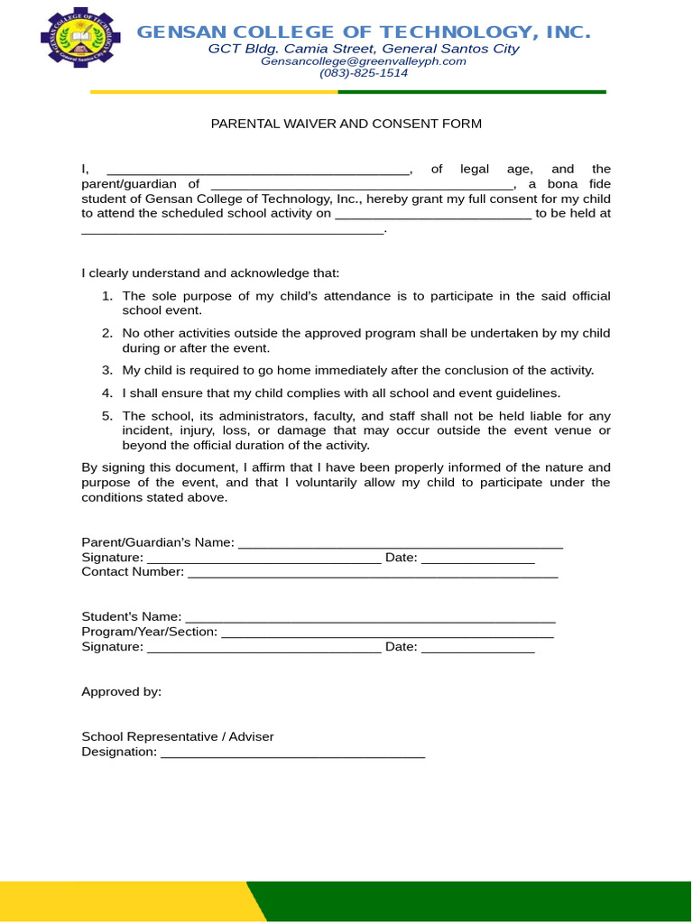 Parental Waiver | PDF