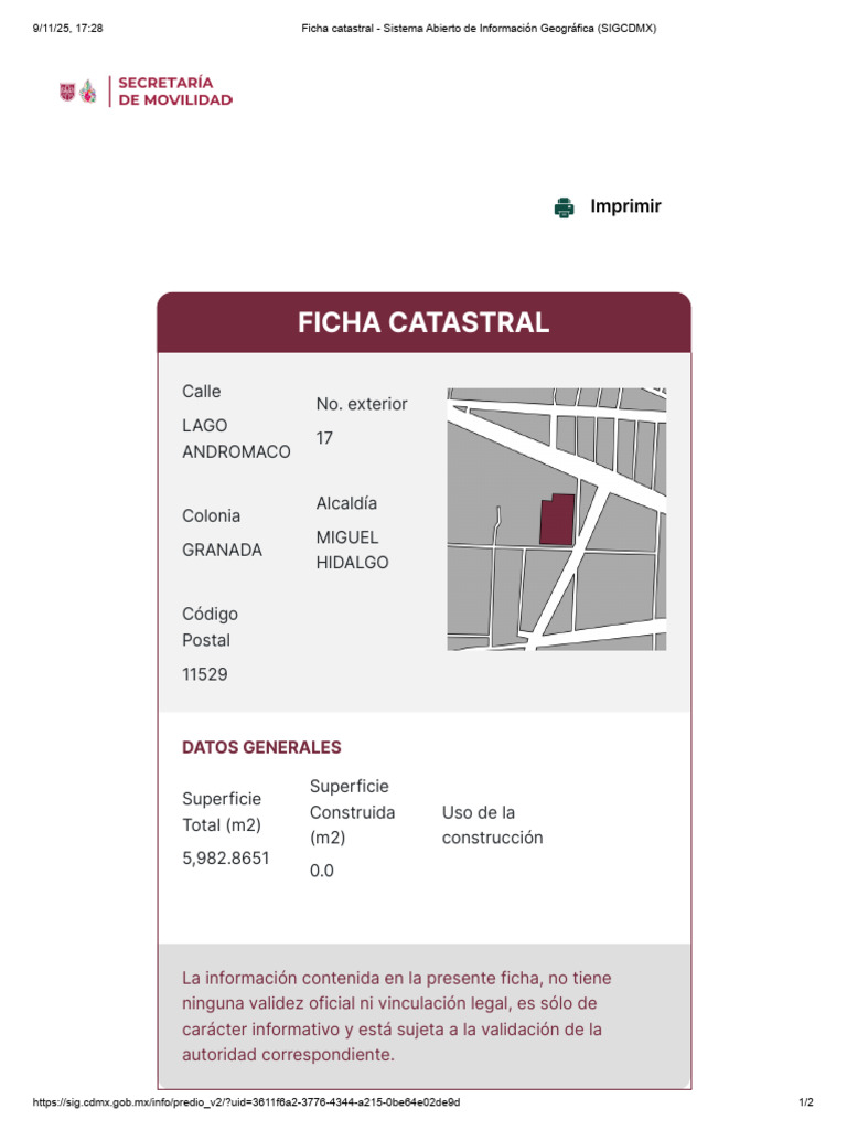 Ficha Catastral - Sistema Abierto de Información Geográfica (SIGCDMX ...