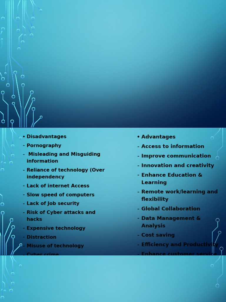 Advantages & Disadvantages of Technology | PDF