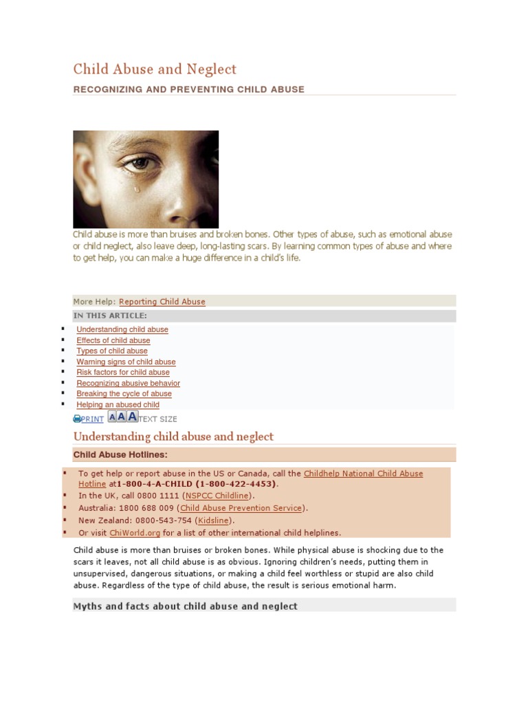 Understanding Child Abuse and Neglect | PDF | Child Neglect | Child Abuse