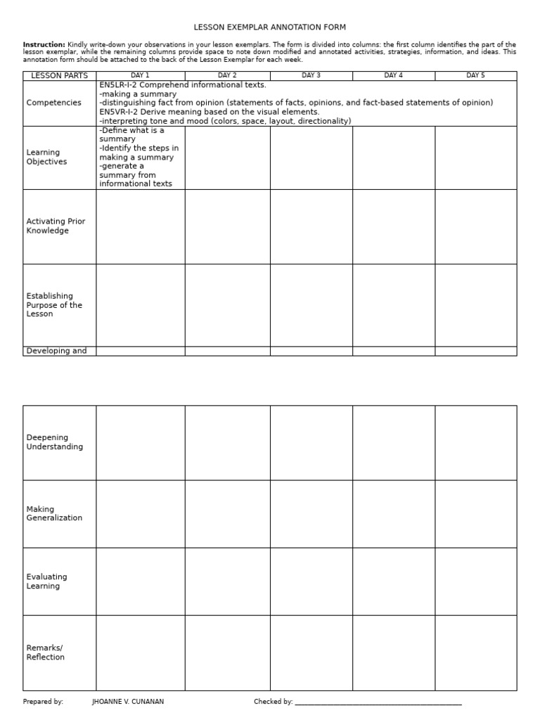 English Annotation Form | PDF