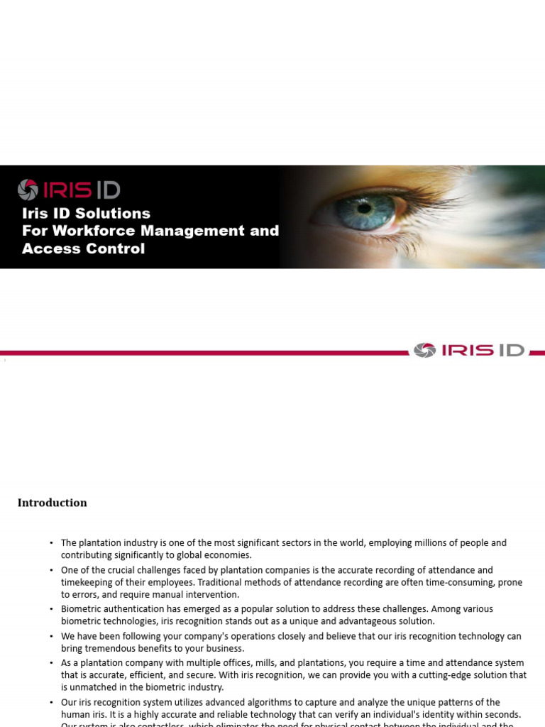 Iris Recognition for Workforce Management | PDF | Biometrics