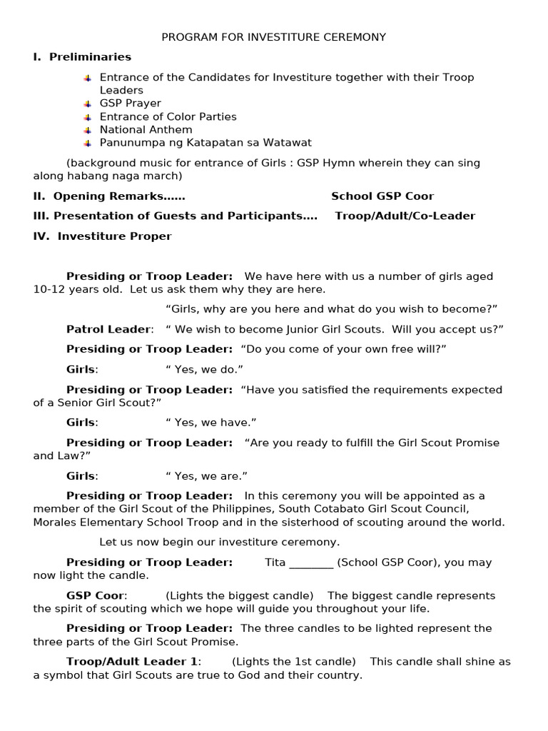 2025 Girl Scout Investiture Program | PDF | Scouting And Guiding ...