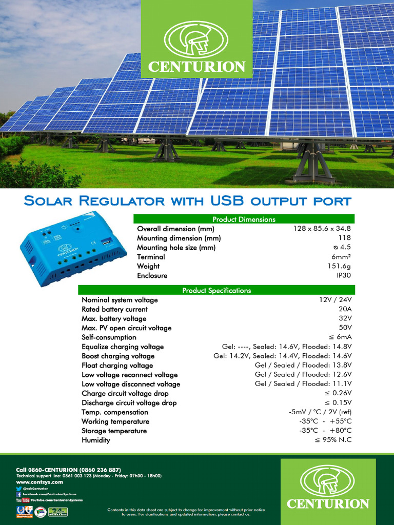 Centurion Systems Solar Regulator Brochure | PDF