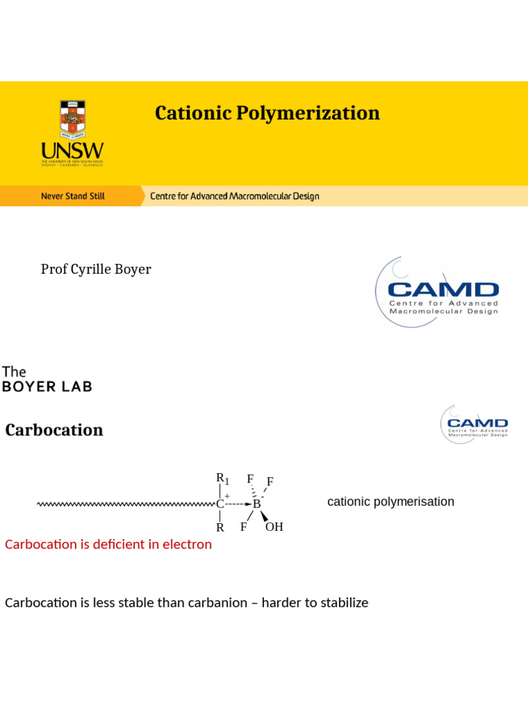 Cationic Polymerization 2024 | PDF | Polymerization | Polymers