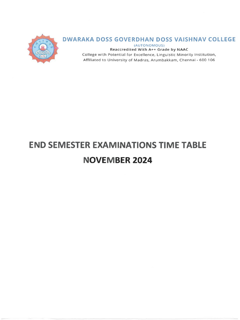 Ese Nov 2024 Time Table | PDF
