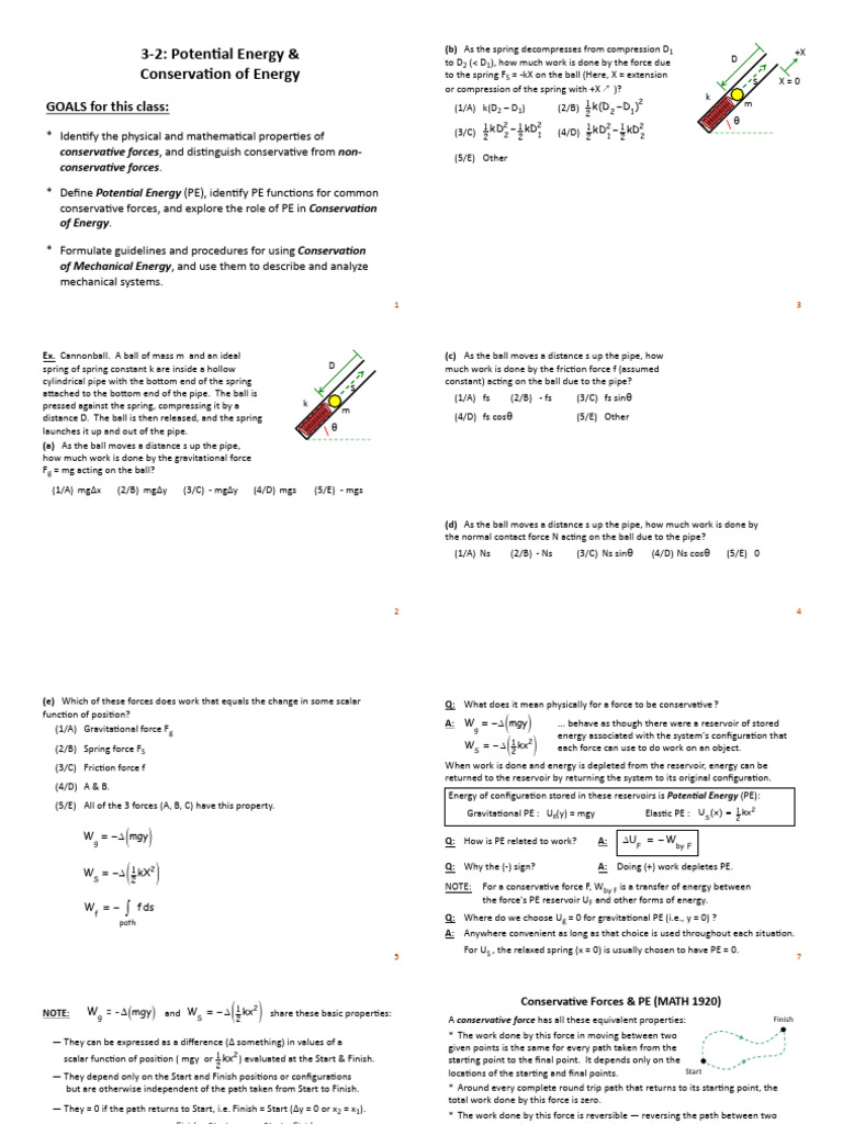 15 Potential Energy NOTES F24 | PDF | Force | Physical Sciences