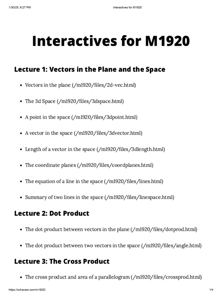 Multivariable Course Schedule | PDF | Euclidean Vector | Coordinate System
