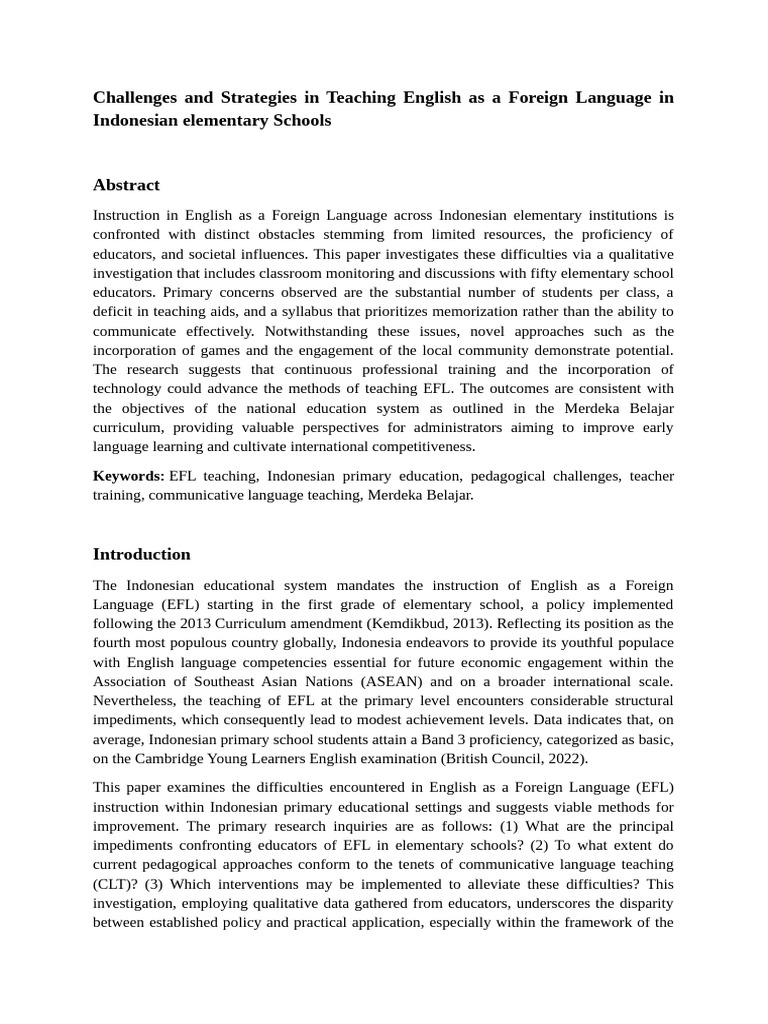 Challenges and Strategies in Teaching English As A Foreign Language in ...