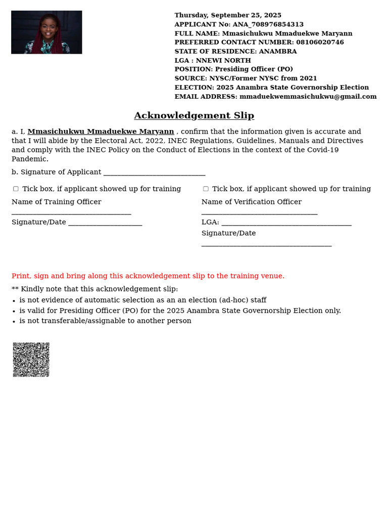 Acknowledgement Slip | PDF