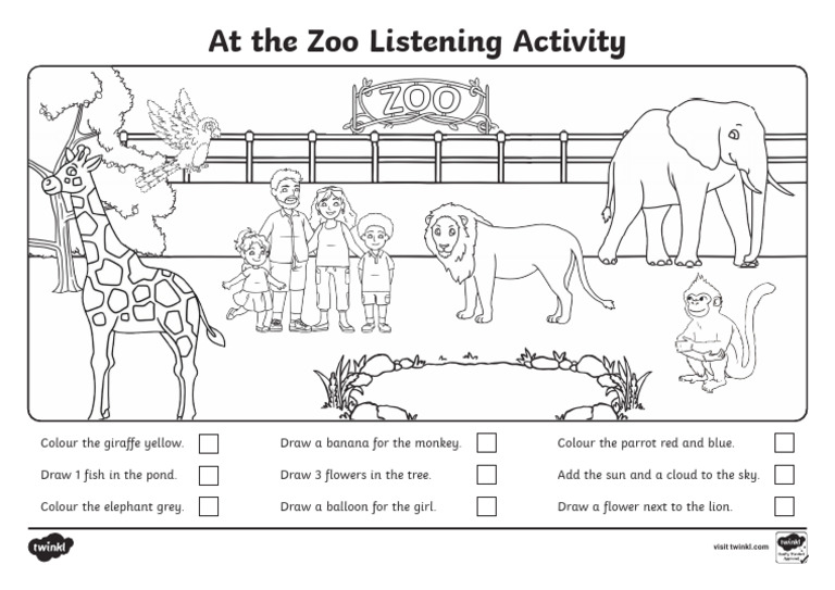 Following Instructions Listening Activity - at The Zoo | PDF