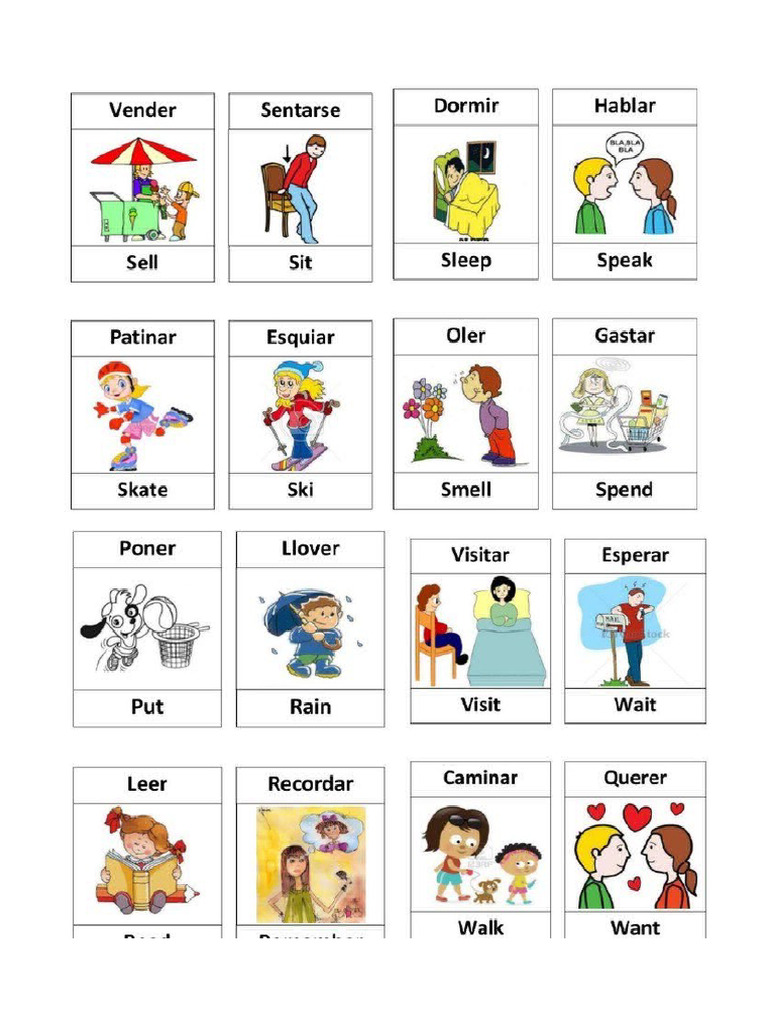 Juego de Memoria Verbs English | PDF