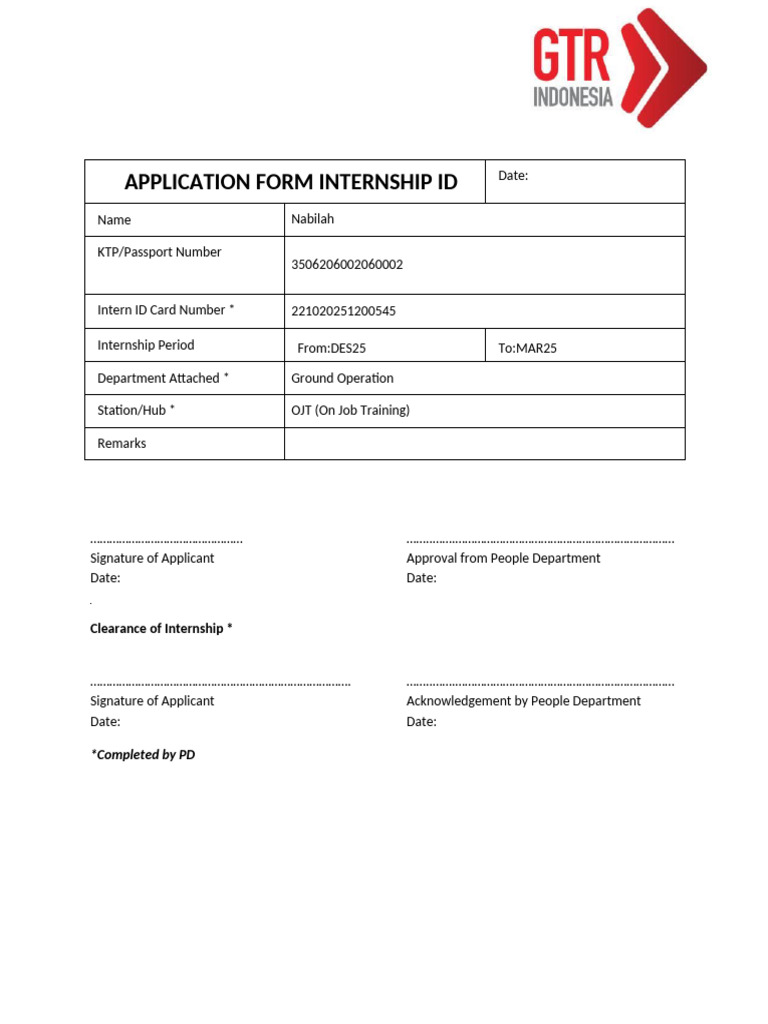 Application For Internship | PDF