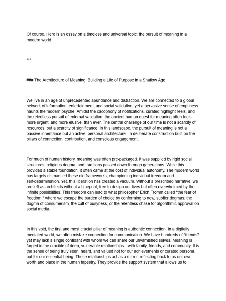 The Architecture of Meaning - Building A Life of Purpose in A Shallow ...