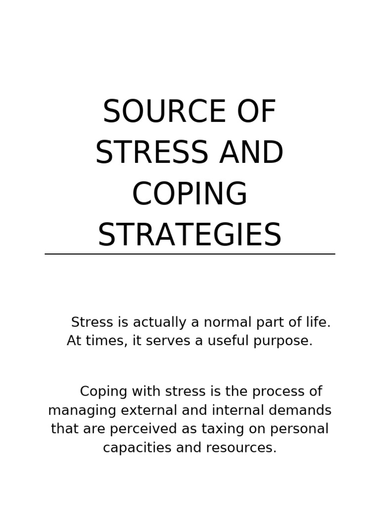 Source of Stress and Coping Strategies | PDF