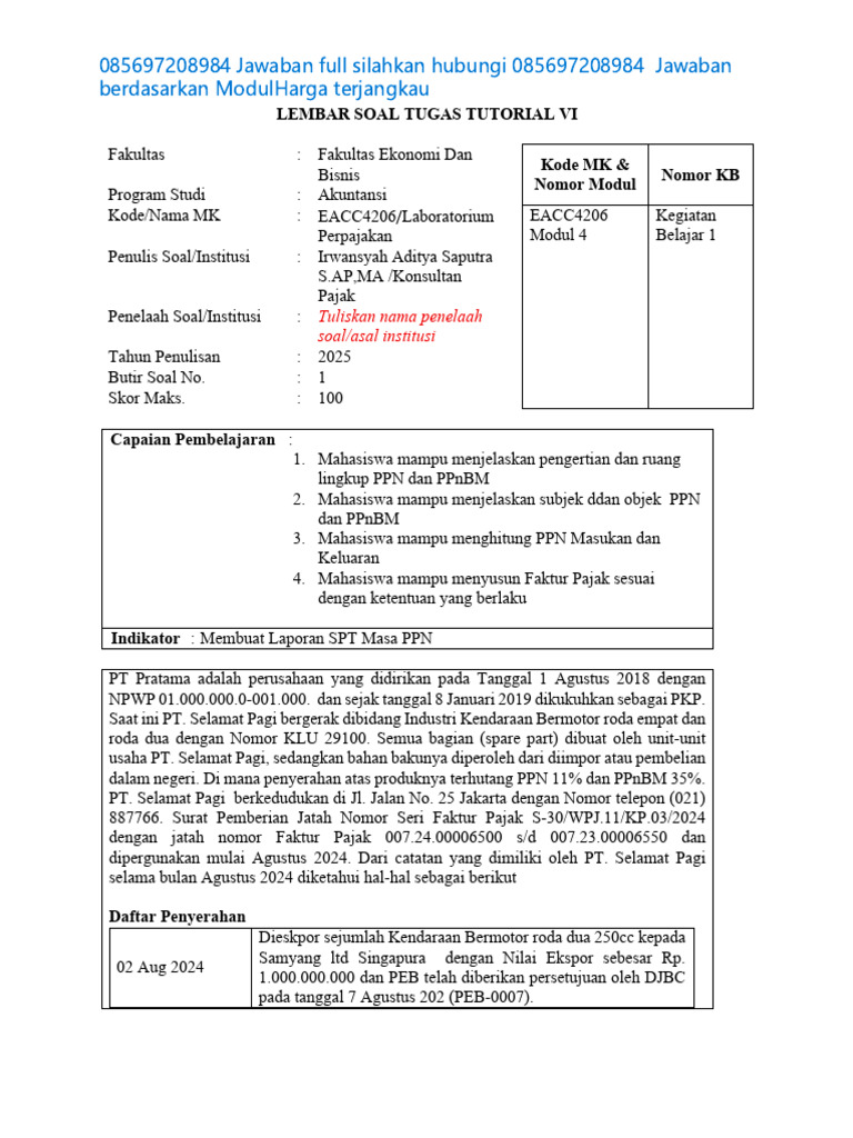 Lembar Soal Tugas Tutorial Vi | PDF