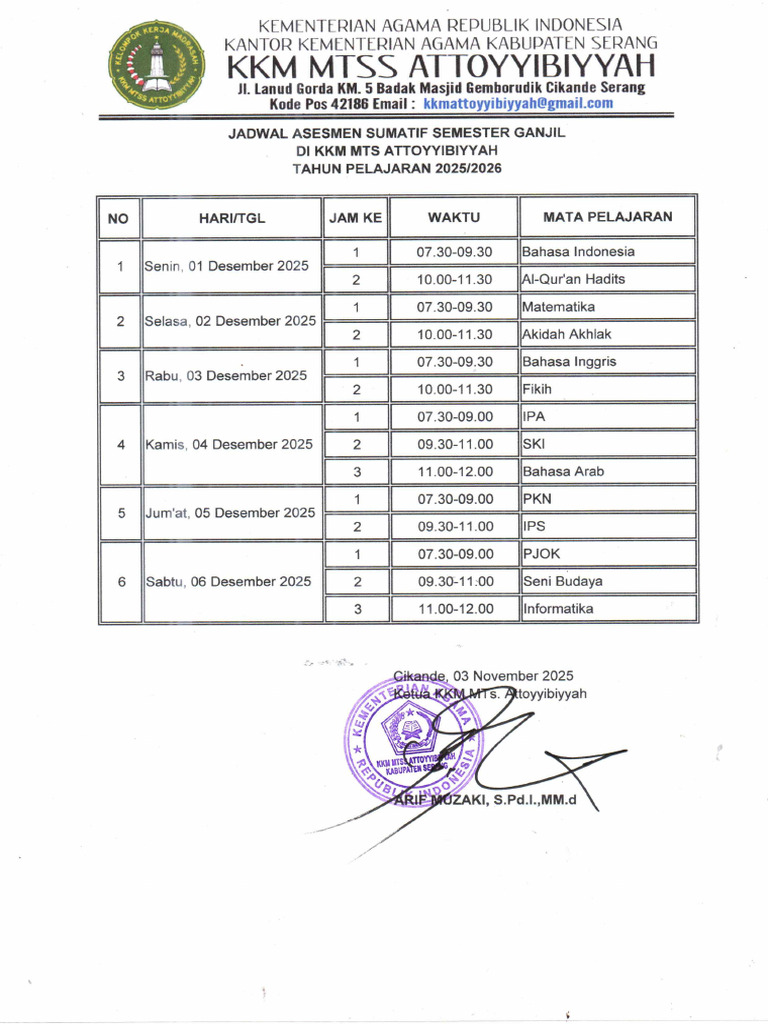 Jadwal Pas 2025 | PDF