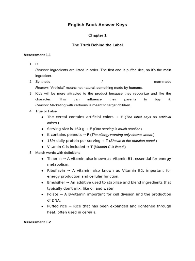 English Book Answer Keys Overview | PDF | Sunscreen | Perfect (Grammar)