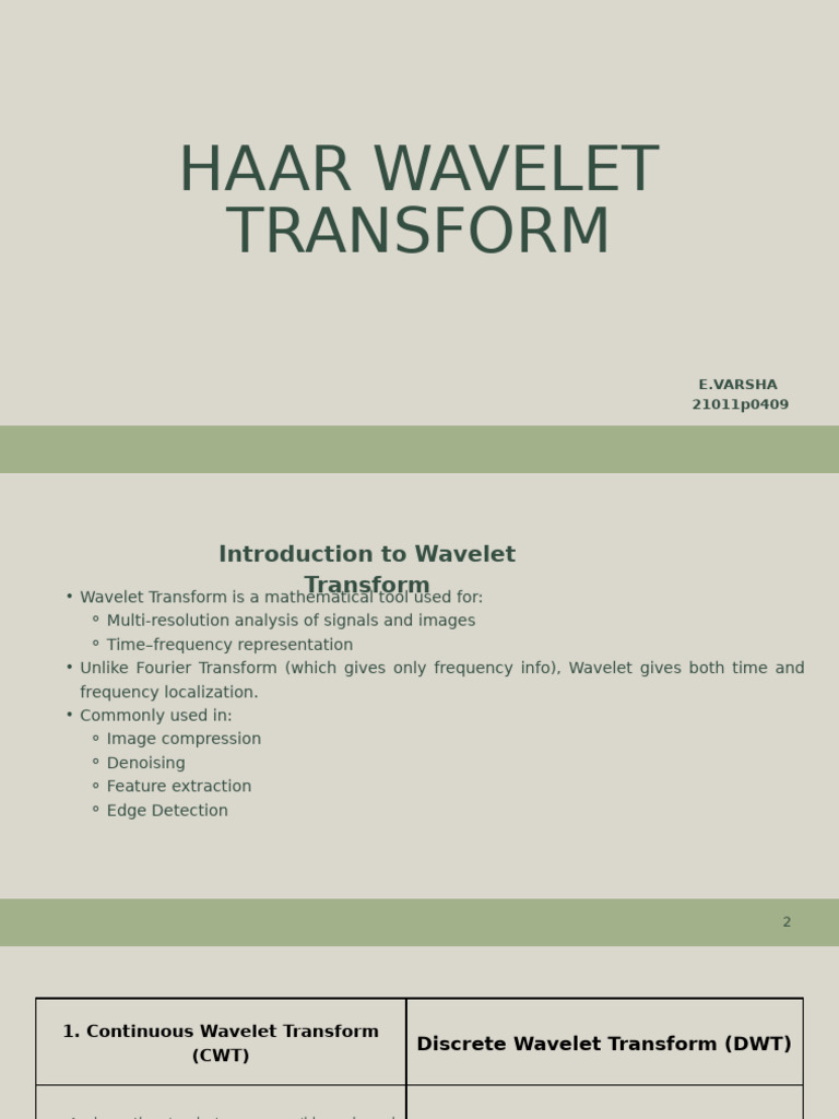 Haar Wavelet Transform | PDF | Wavelet | Image Processing