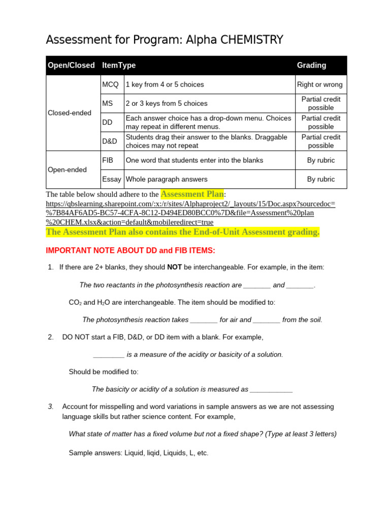 Alpha Chem Assessment Unit1 Merged With Template | PDF | Measurement | Accuracy And Precision