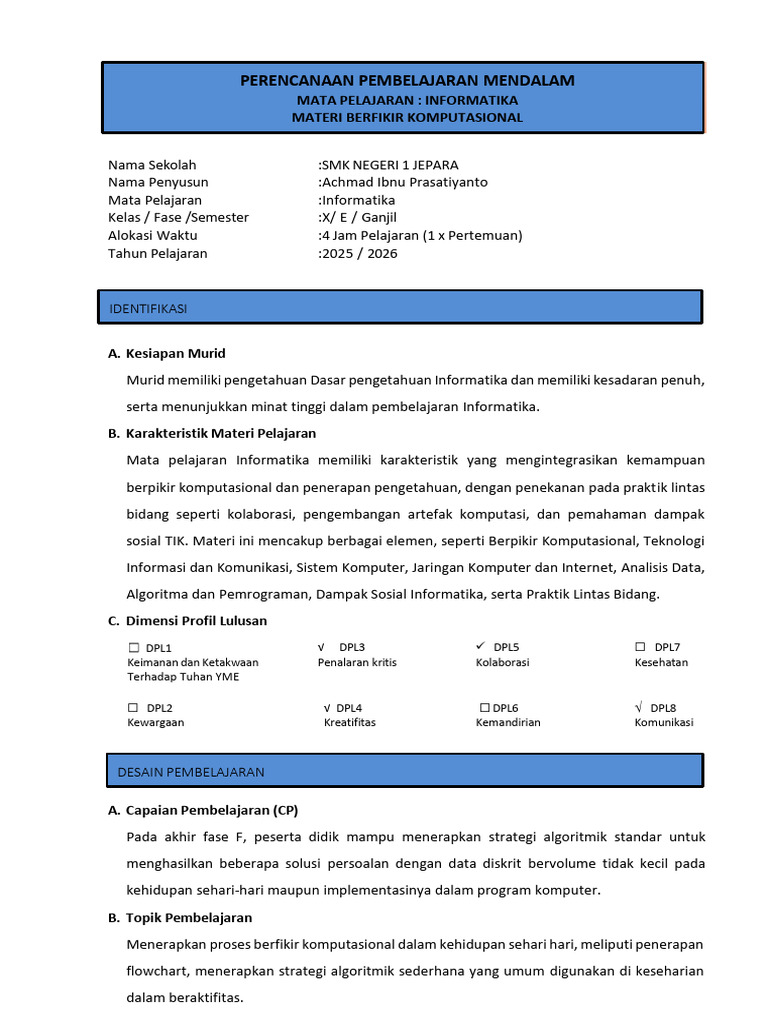 RPP Achmad Ibnu-PM Informatika | PDF