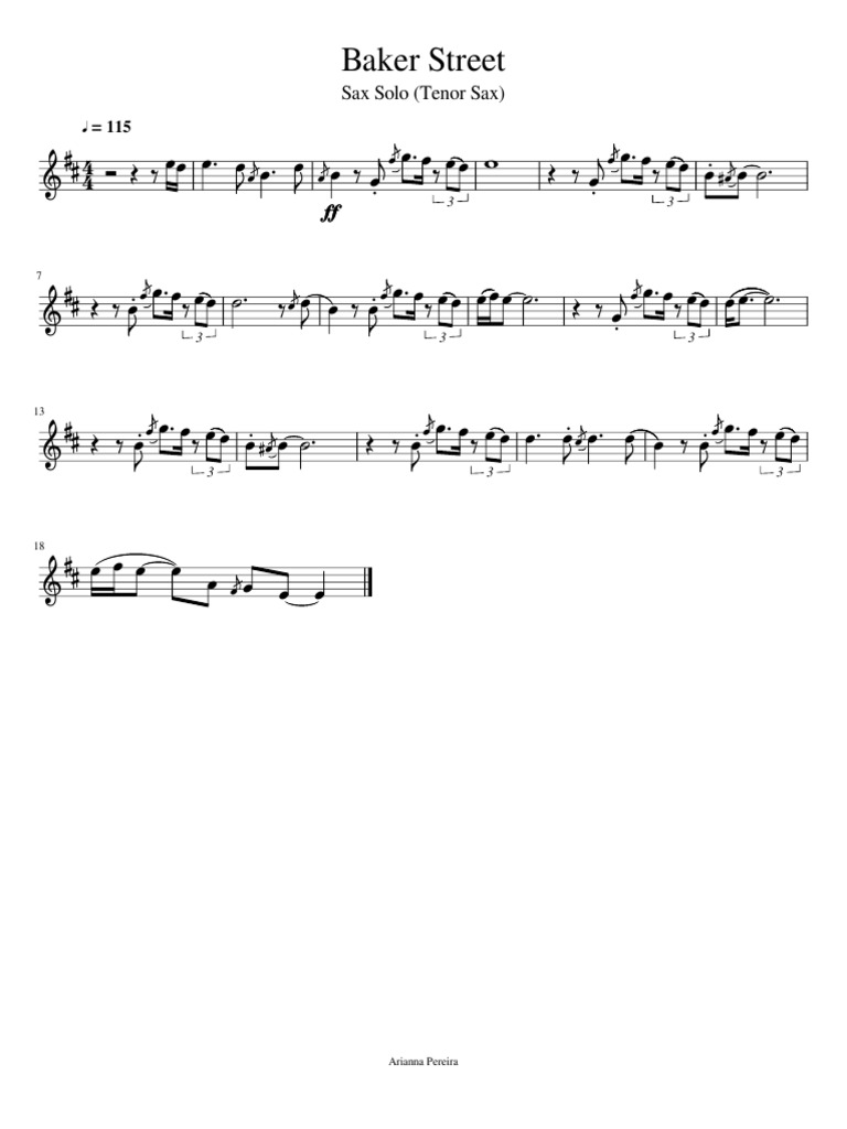 Baker Street On Tenor Sax | PDF | Saxophone