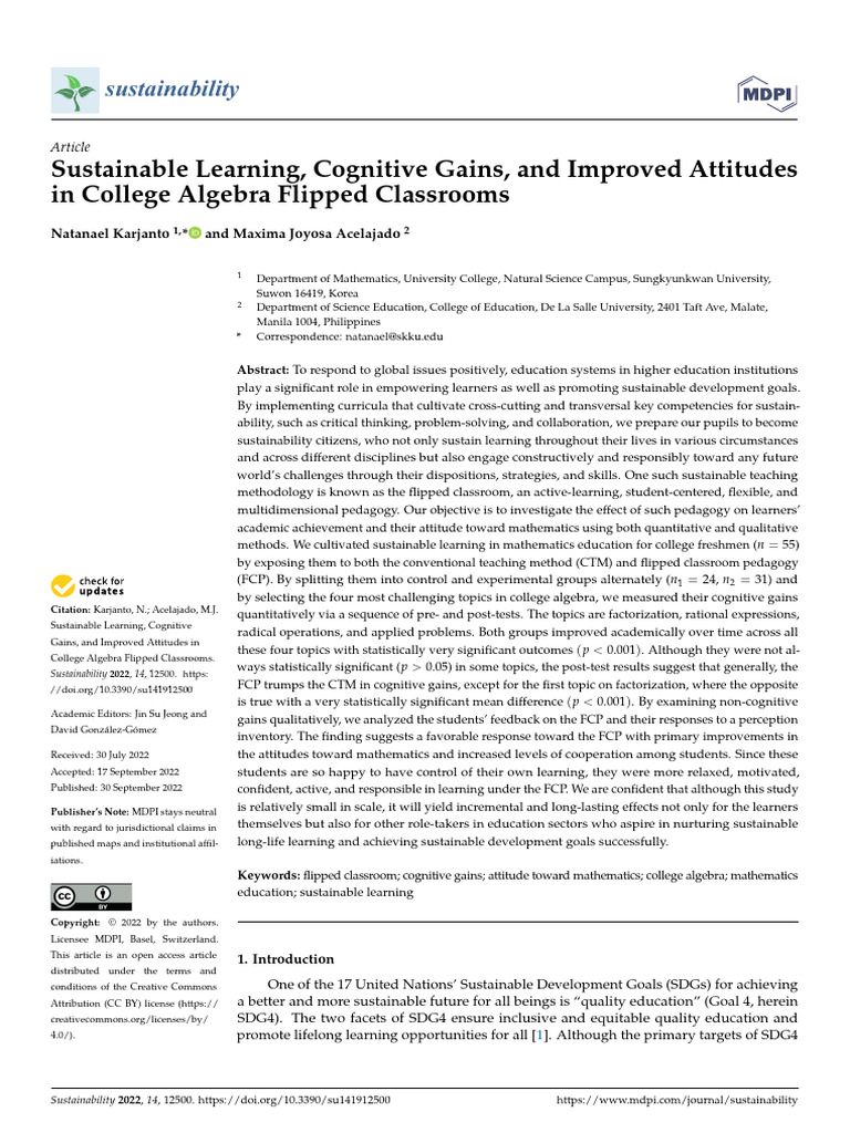 Flipped Classrooms Enhance Algebra Learning | PDF | Pedagogy | Learning