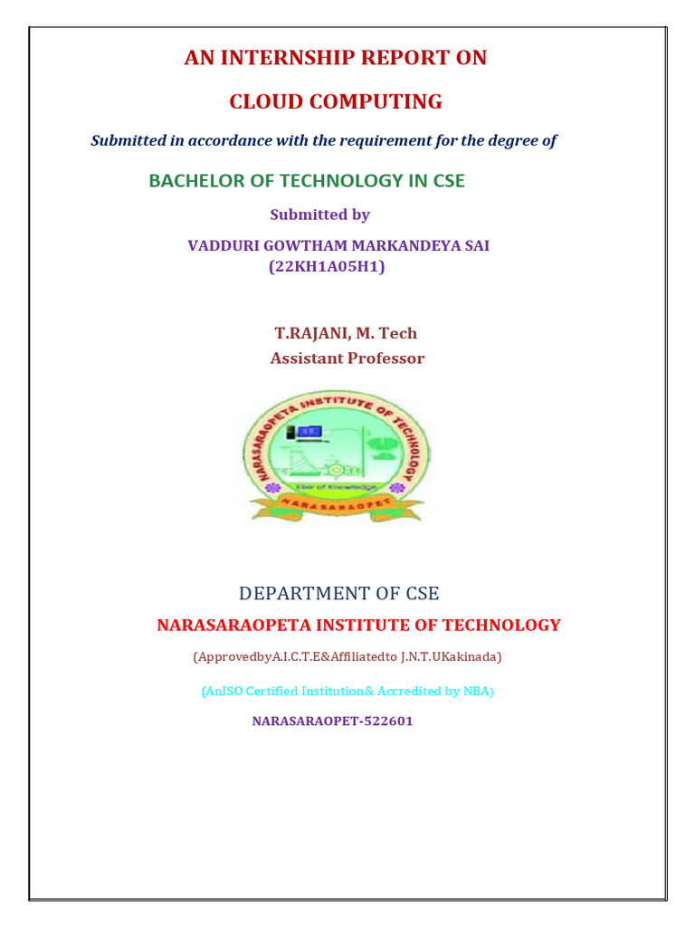 Internship Report on Cloud Computing | PDF | Cloud Computing | Virtual ...