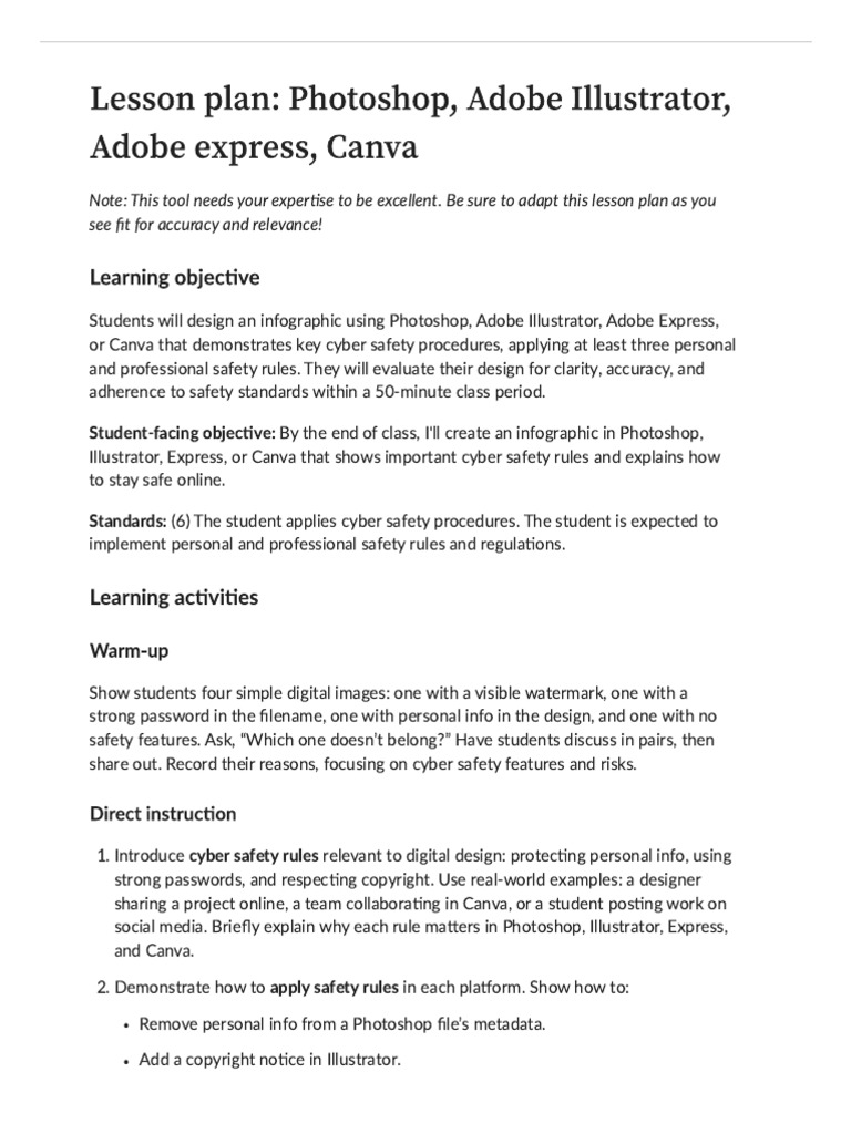 Lesson Plan _ Khan Academy PS, AI, AE, Canva | PDF