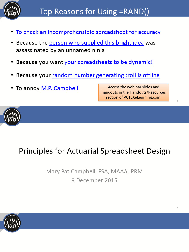 Principles For Actuarial Spreadsheet Design | PDF | Spreadsheet ...