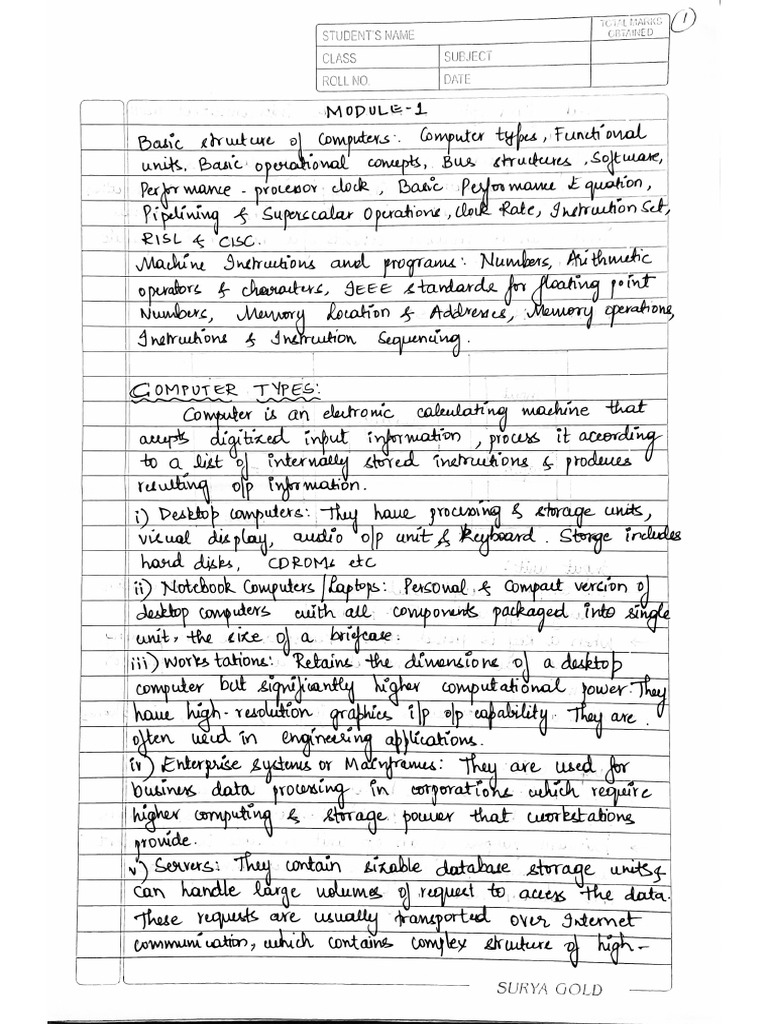 module 1 for Computer organisation and architecture. | PDF