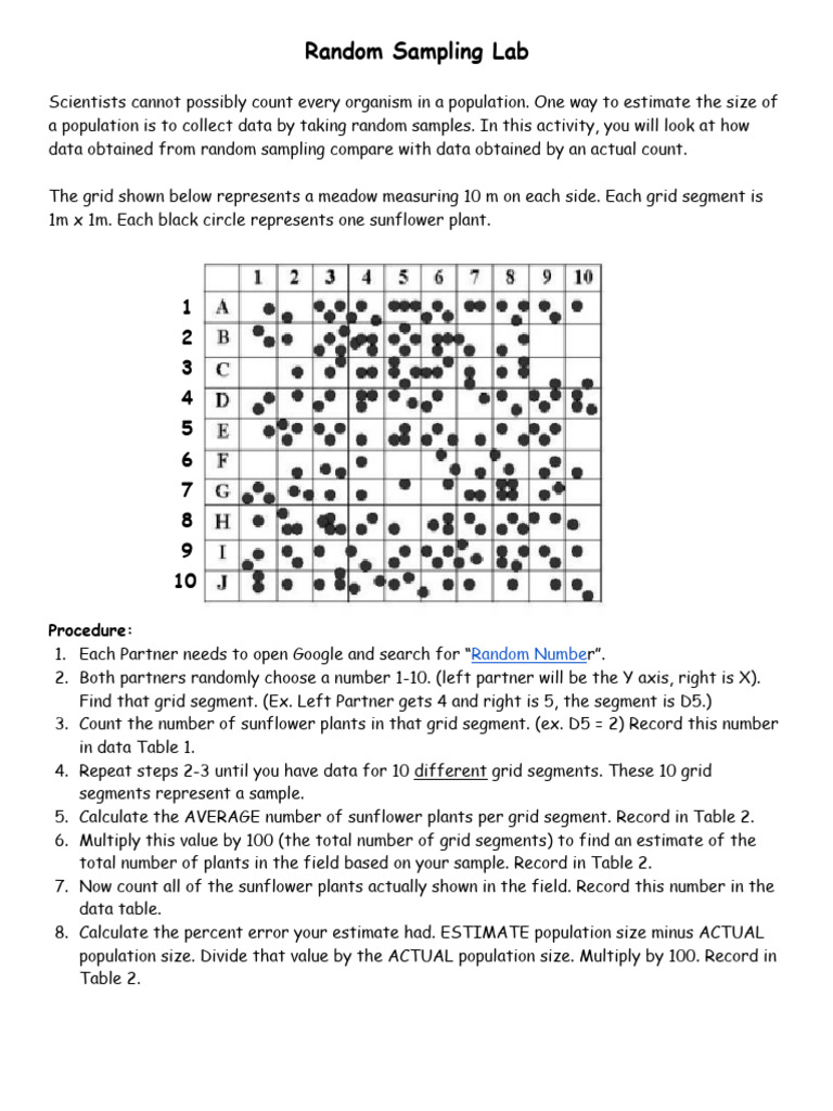 Random Sampling Lab - Newer Online Version | PDF | Sampling (Statistics) | Experiment