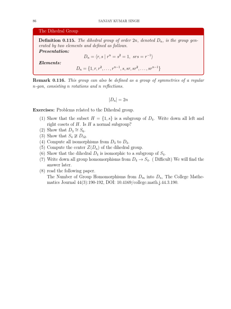 MTH 203 Lecture Note-1!86!110 | PDF | Permutation | Group (Mathematics)