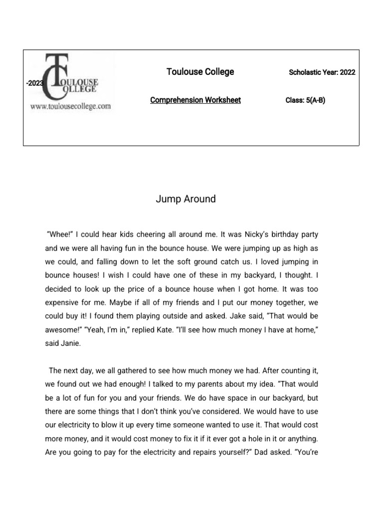 Grade 5 Comprehension Worksheet For Christmas | PDF