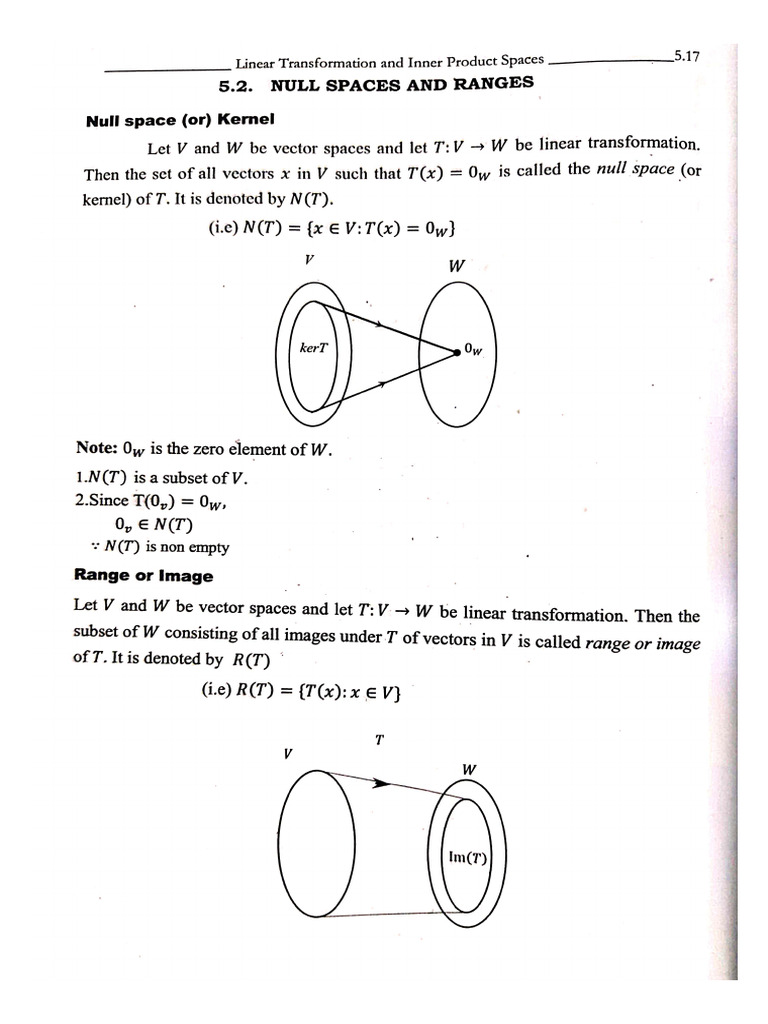 Null Spaces and Ranges | PDF