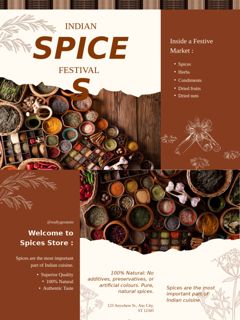 Brown Beige India Spices Product Trifold Brochure | PDF