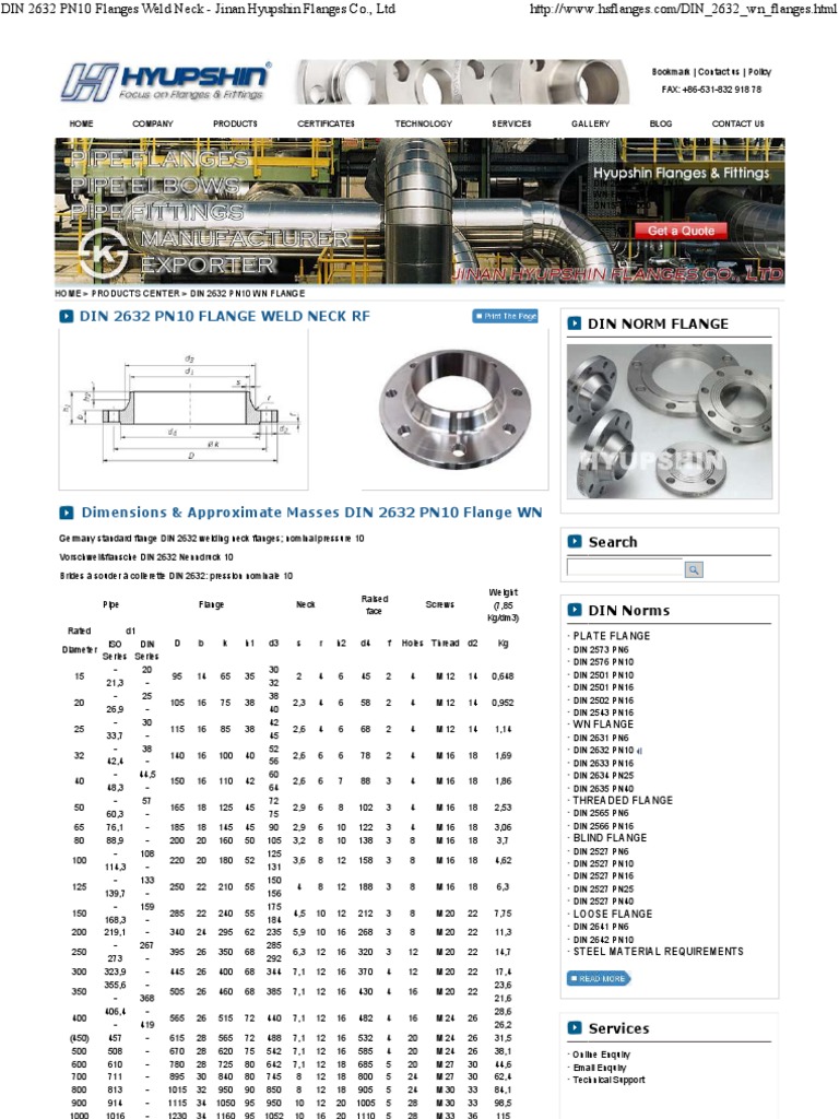 DIN 2632 PN10 Flanges Weld