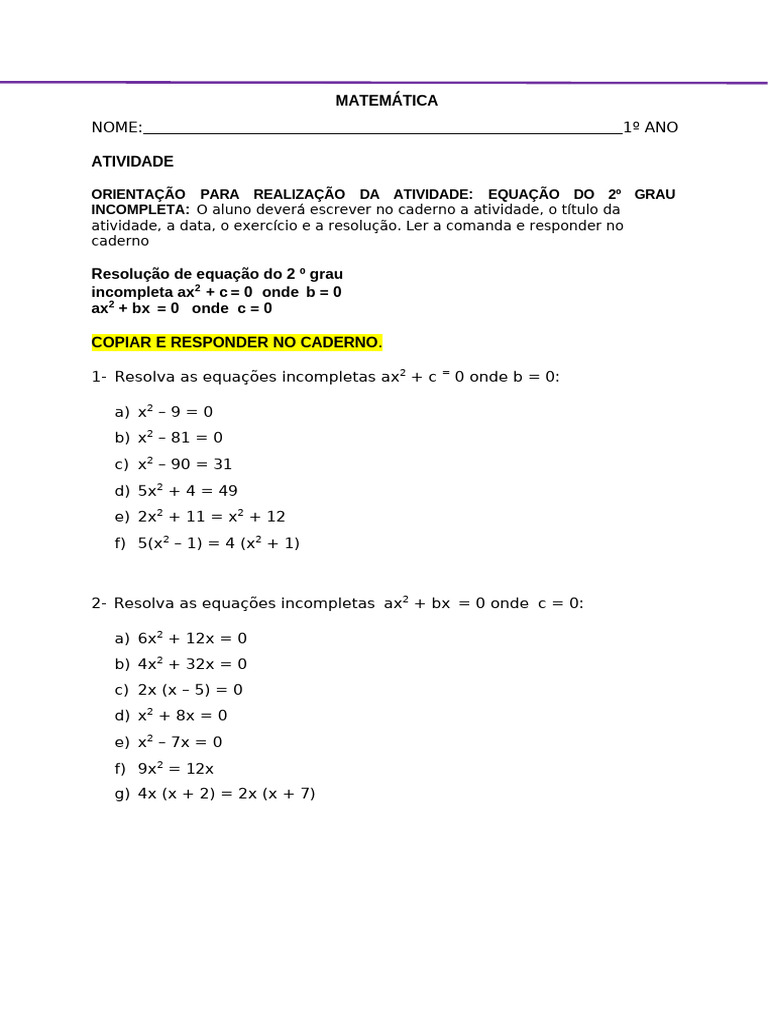 9º Ano Matemática 1 | PDF