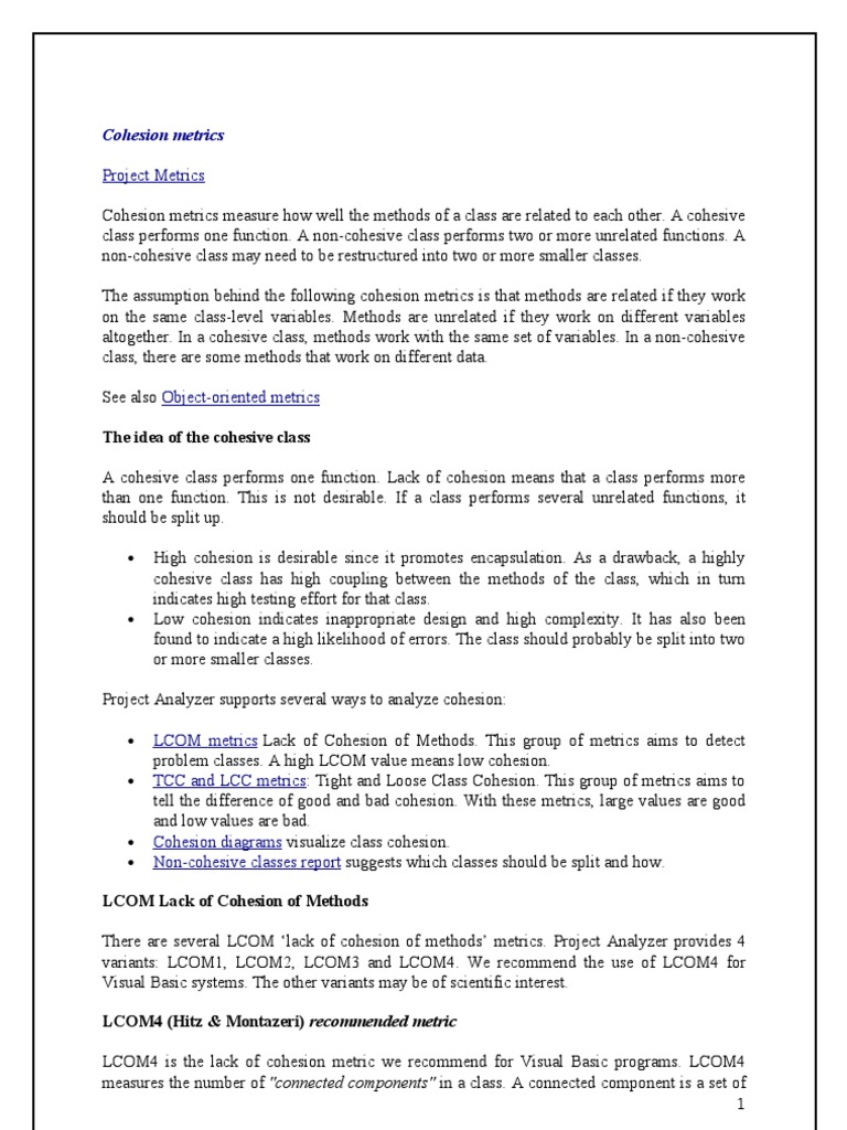 Cohesion Metrics Download Free Pdf Class Computer Programming Computational Complexity
