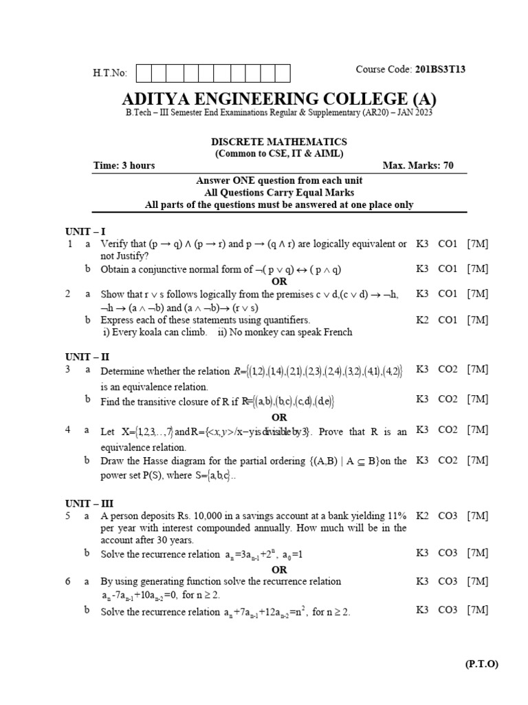 Aec Discrete Mathematics | PDF | Graph Theory | Mathematical Relations