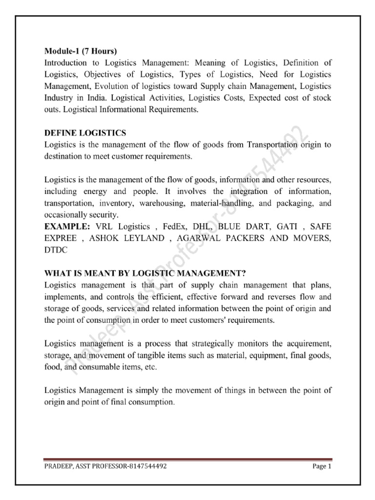 L& SCM Module 1 | PDF