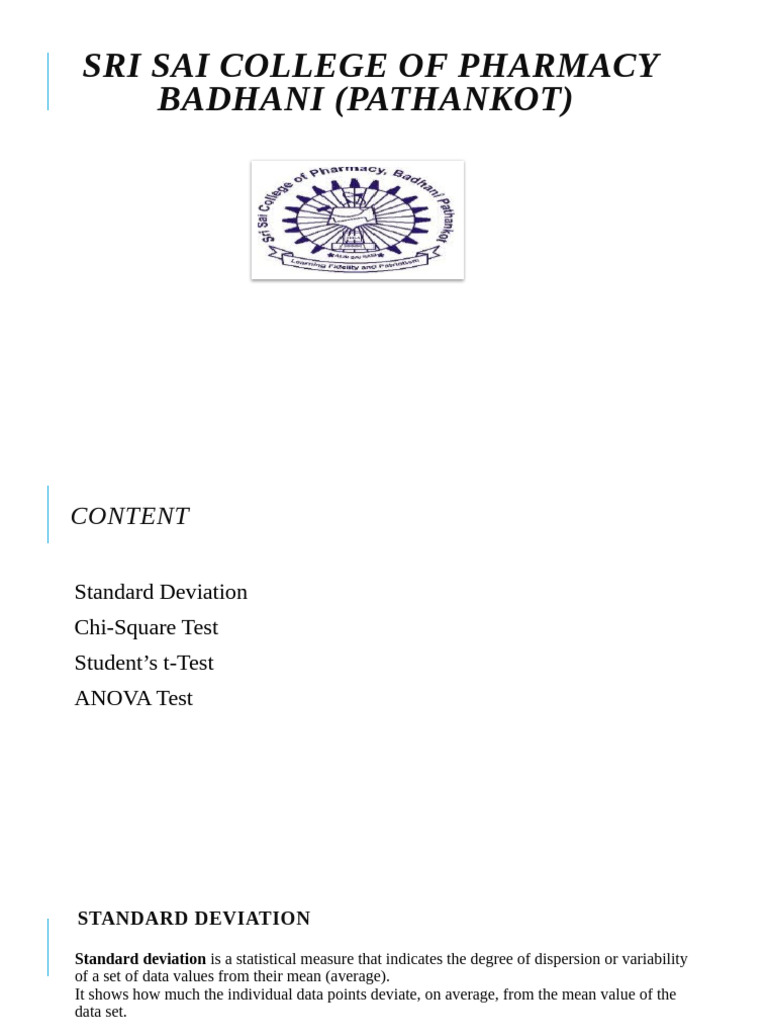 Standard Deviation and Annova Test | PDF | Analysis Of Variance ...