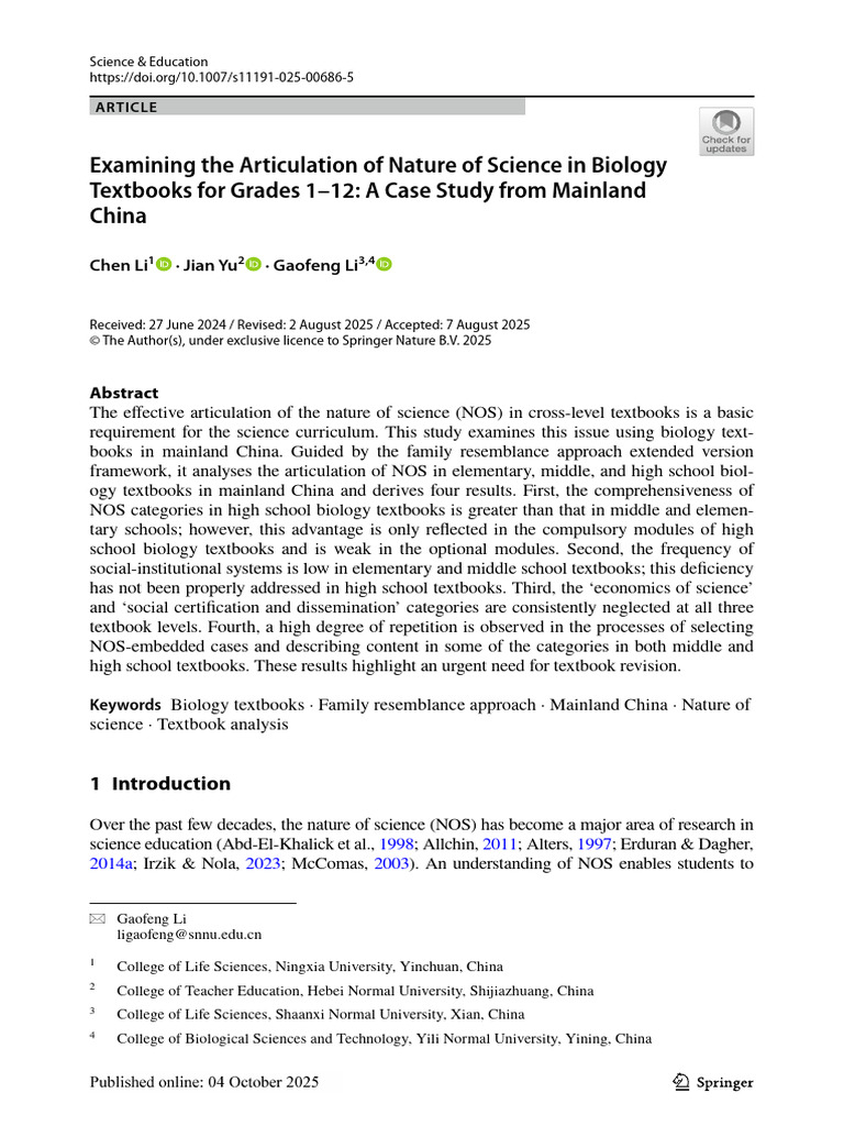Nature of Science in Biology Textbooks | PDF | Science | Knowledge