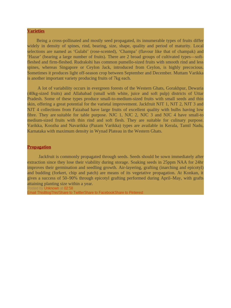 Jackfruit Variety | PDF