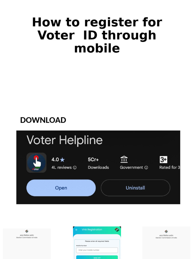 How To Register For Voter ID Through Mobile | PDF